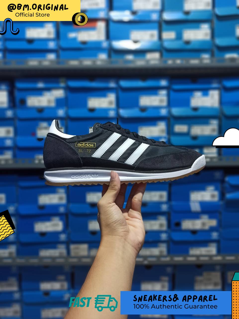 Adidas SL 72 RS Core Black Cloud White Blue JI1282 – BM STORE ORIGINAL ...