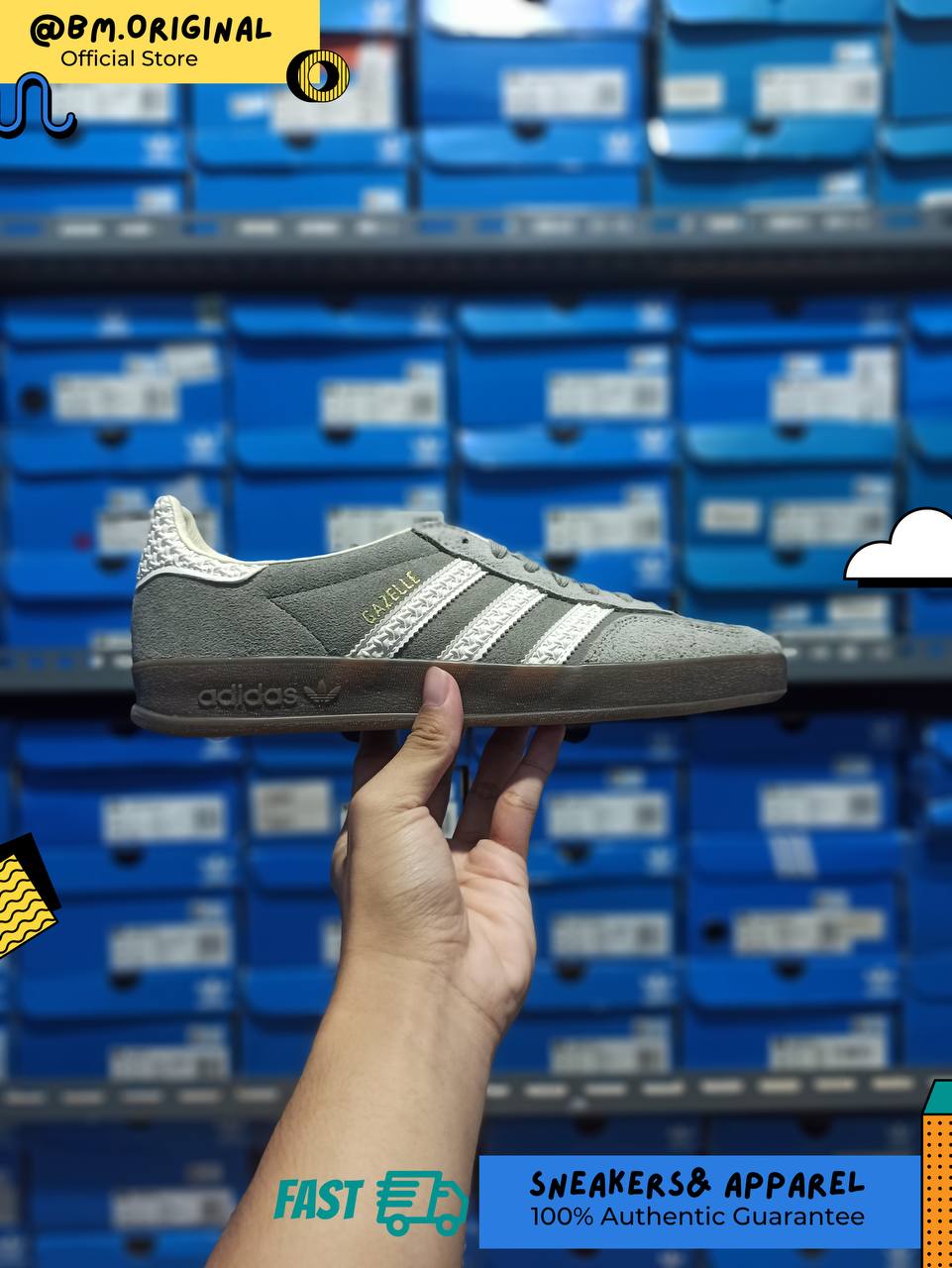 Adidas Gazelle Indoor Grey Wolf Cloud White Gum IF1807 – BM STORE ...